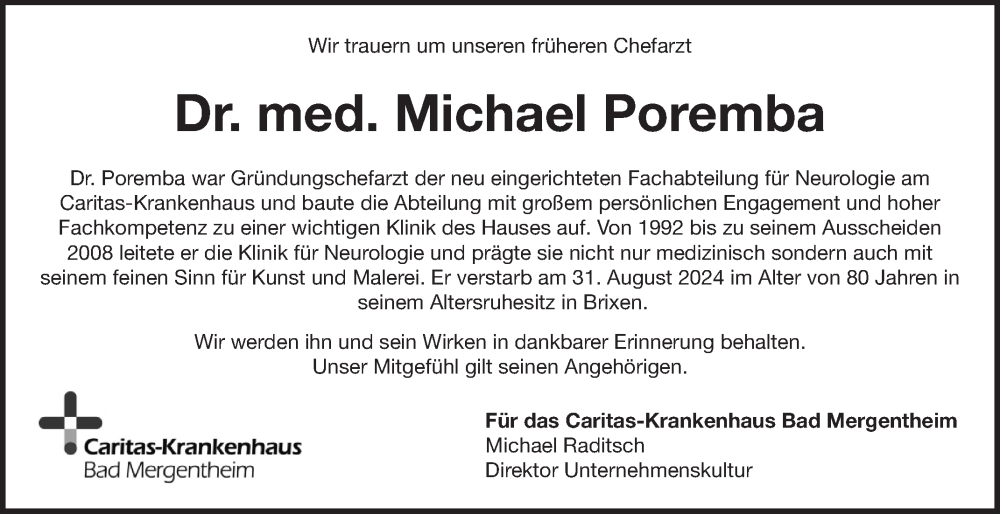 Traueranzeigen von Michael Poremba | Trauerportal Ihrer Tageszeitung