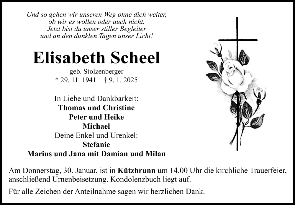 Traueranzeigen von Elisabeth Scheel | Trauerportal Ihrer Tageszeitung